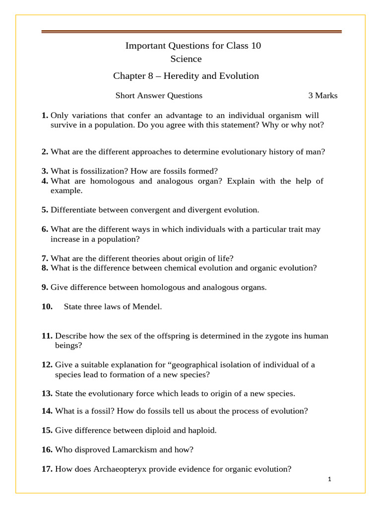 Class 10 Science: Heredity & Evolution Q&A | PDF | Evolution | Reproduction