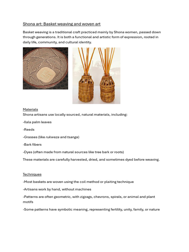 Shona Basket Weaving Techniques and Art | PDF
