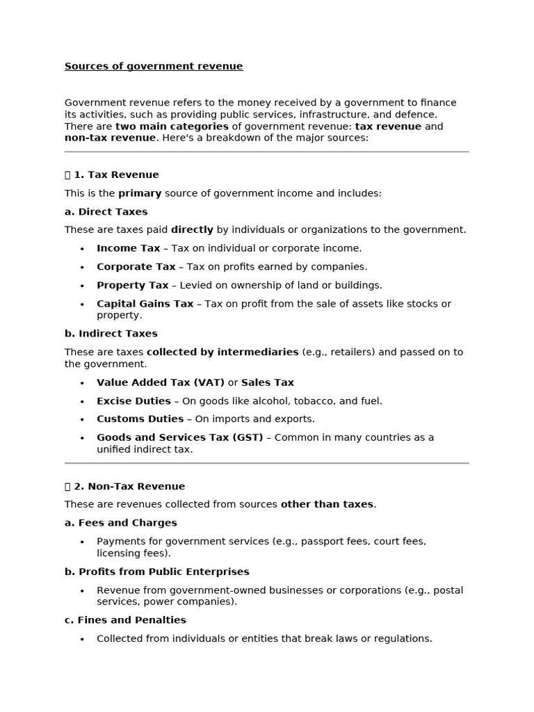 Sources of Government Revenue | PDF | Taxes | Value Added Tax