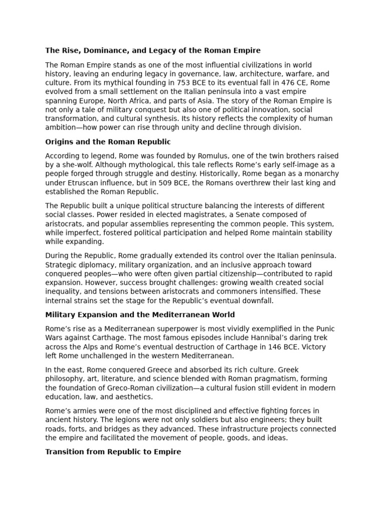 The Rise of Roman Empire | PDF | Ancient Rome | Roman Empire