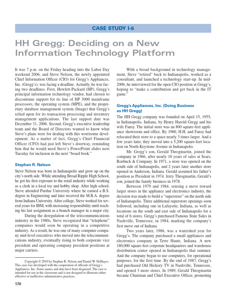 HH Gregg IT Platform Decision Case Study | PDF | Point Of Sale | Business