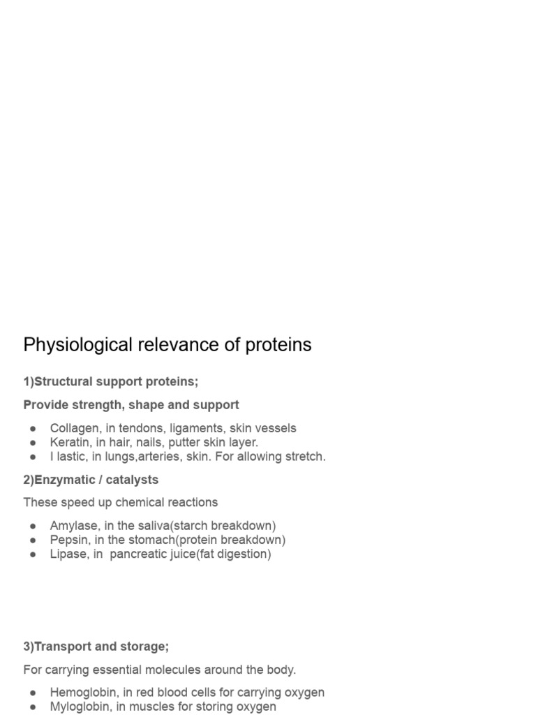 Physiological Relevance of Proteins | PDF