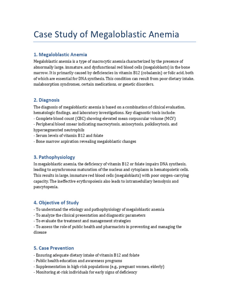 Case Study Megaloblastic Anemia Updated | PDF | Anemia | Vitamin B12