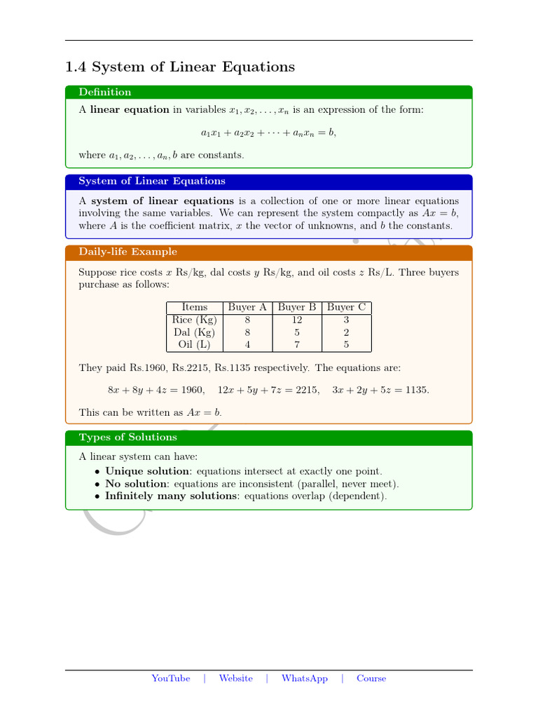 MATHS2_WEEK1_part (1) | PDF | System Of Linear Equations | Determinant
