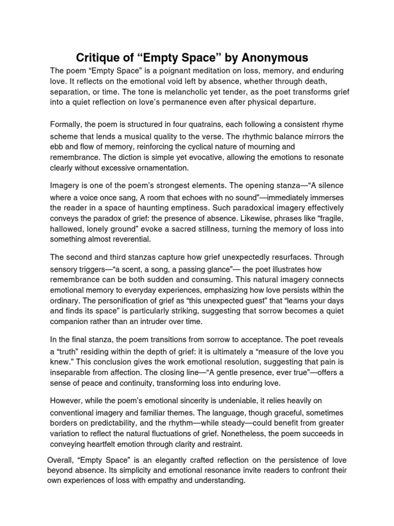 Critique of Empty Space - PDF 20251006 093015 0000 | PDF | Poetry | Grief