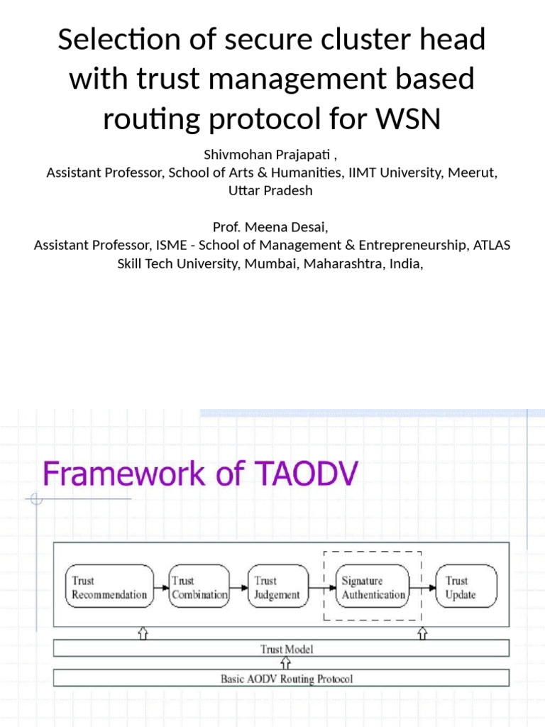 Selection of Secure Cluster Head With Trust Management Based Routing ...