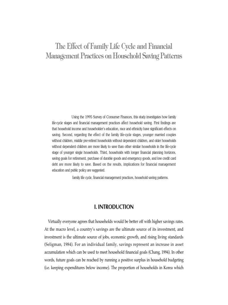 The Effect of Family Life Cycle and Financial Management Practices On ...