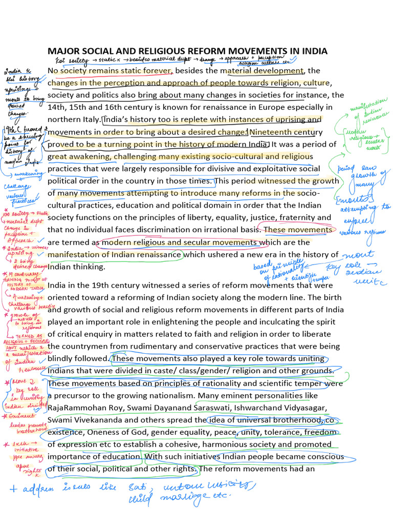 19th Century Social Reform Movements in India | PDF | Theosophy | Brahman