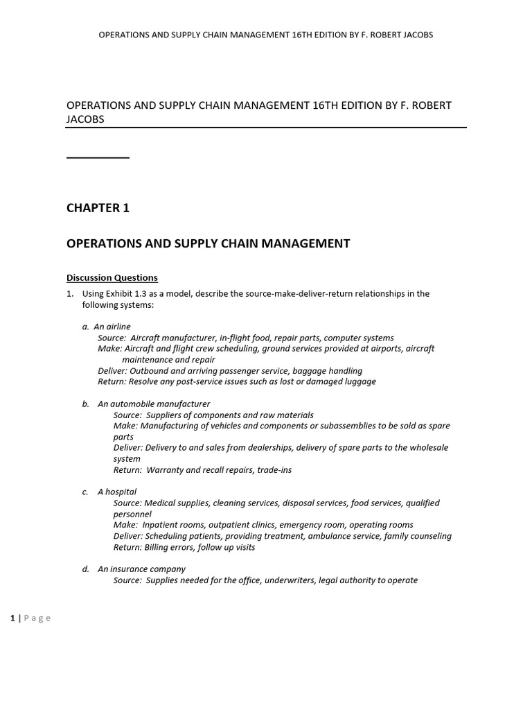 Operations and Supply Chain Management Solutions | PDF | Labour ...