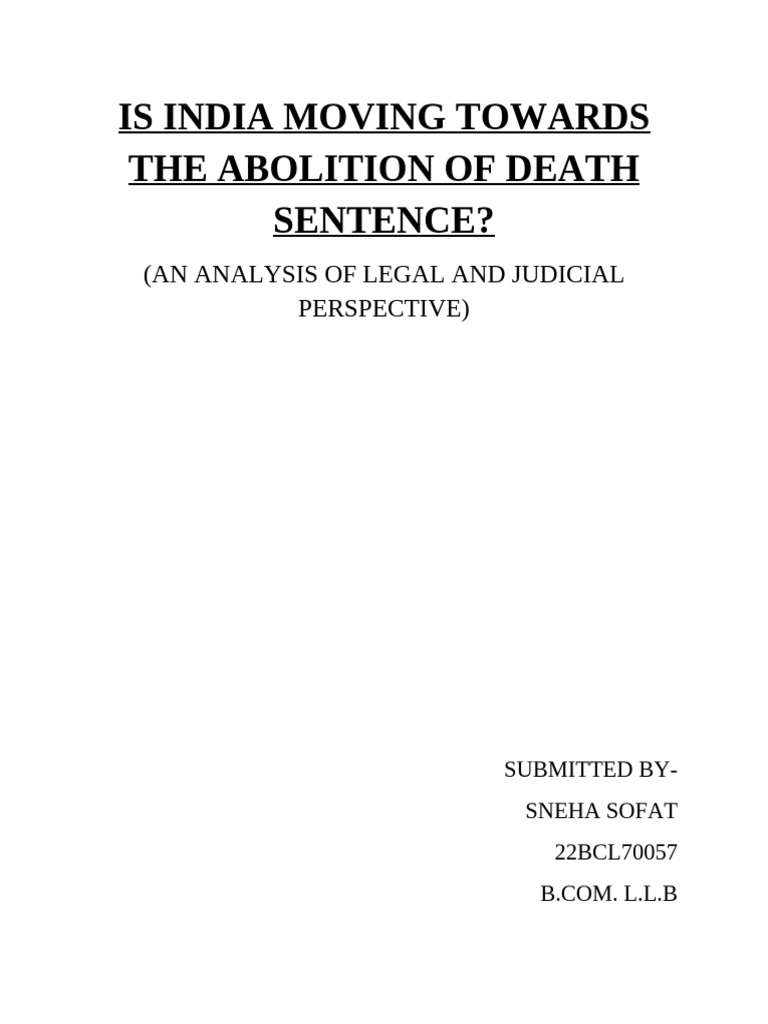 India's Death Penalty: Abolition Analysis | PDF | Capital Punishment ...