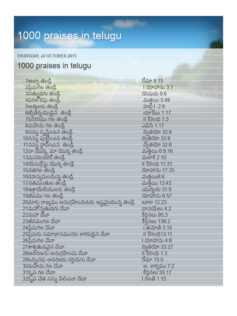 1000 Praises in Telugu - 1000 Praises in Telugu | PDF