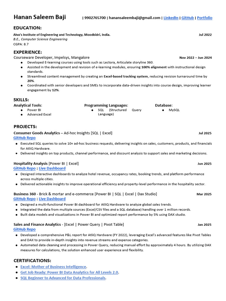 Hanan Resume | PDF | Microsoft Excel | Data