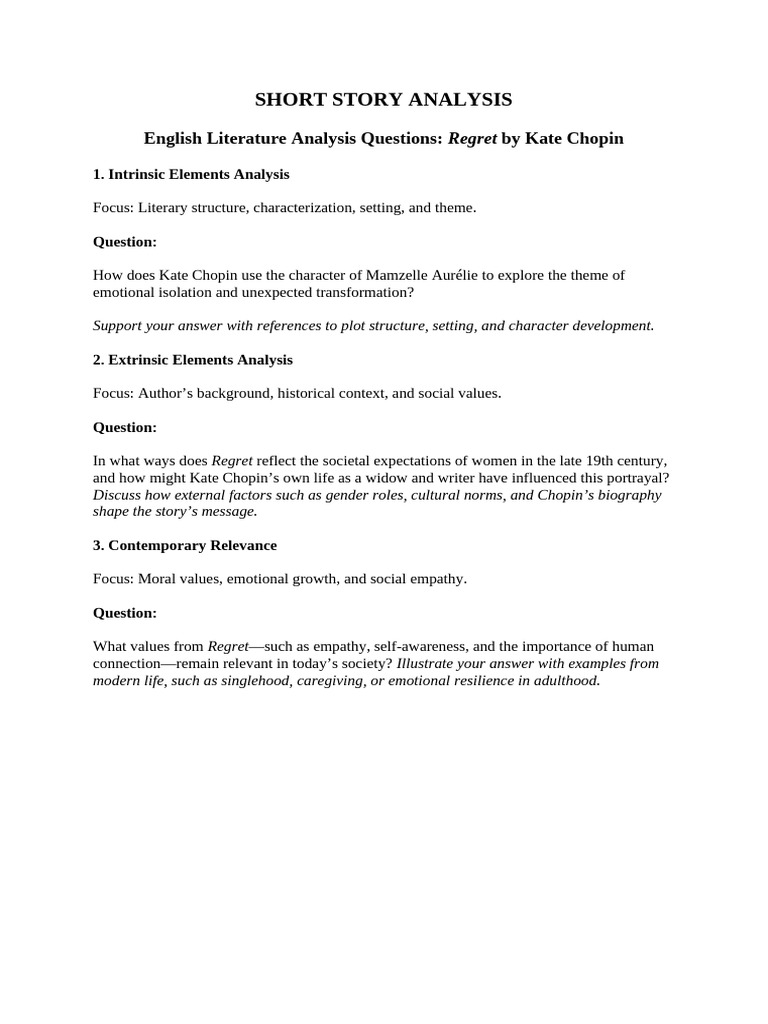 Short Story Analysis | PDF