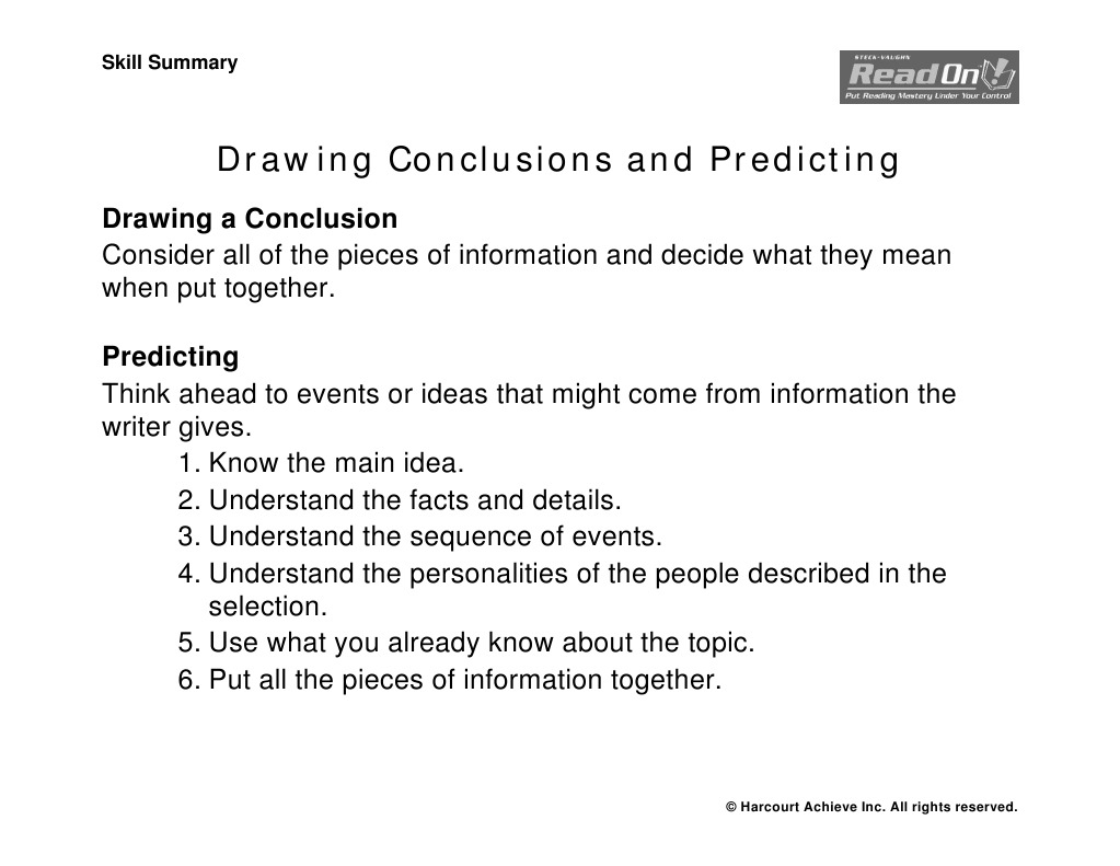 Drawing Conclusions and Predicting | PDF