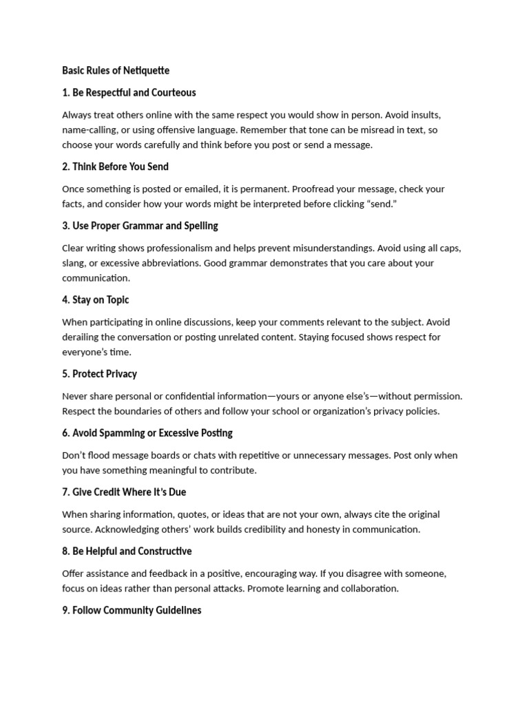 Essential Netiquette Guidelines | PDF
