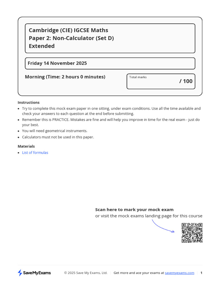 Mock-exam-paper-4 | PDF | Area | Mathematics