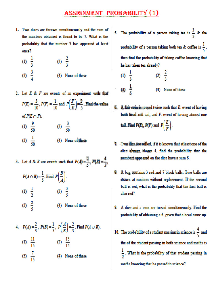 Assignment Probability | PDF