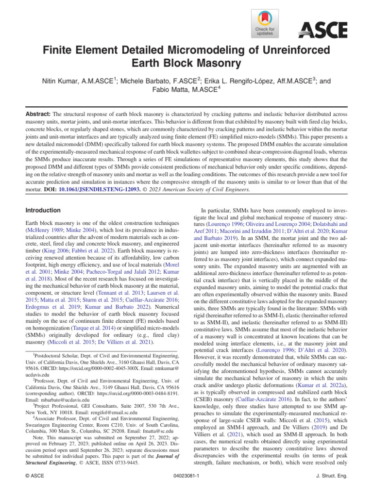 Earth Block Masonry Finite Element Modeling | PDF | Stress (Mechanics ...