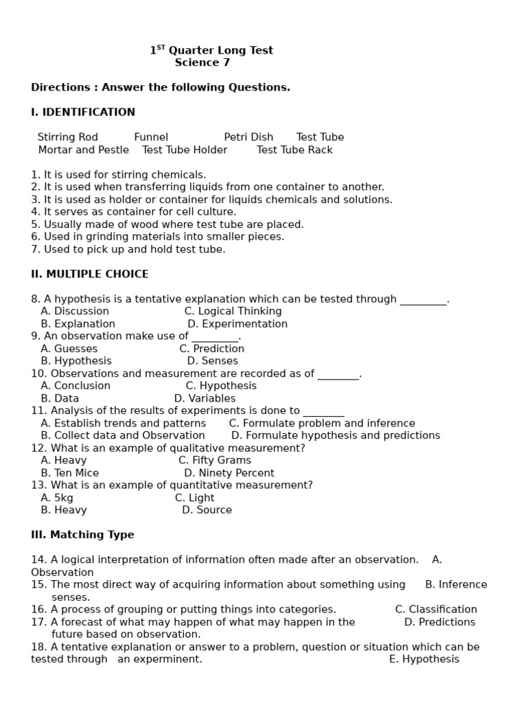 Document 1.Docx Sci7 | PDF | Experiment | Prediction