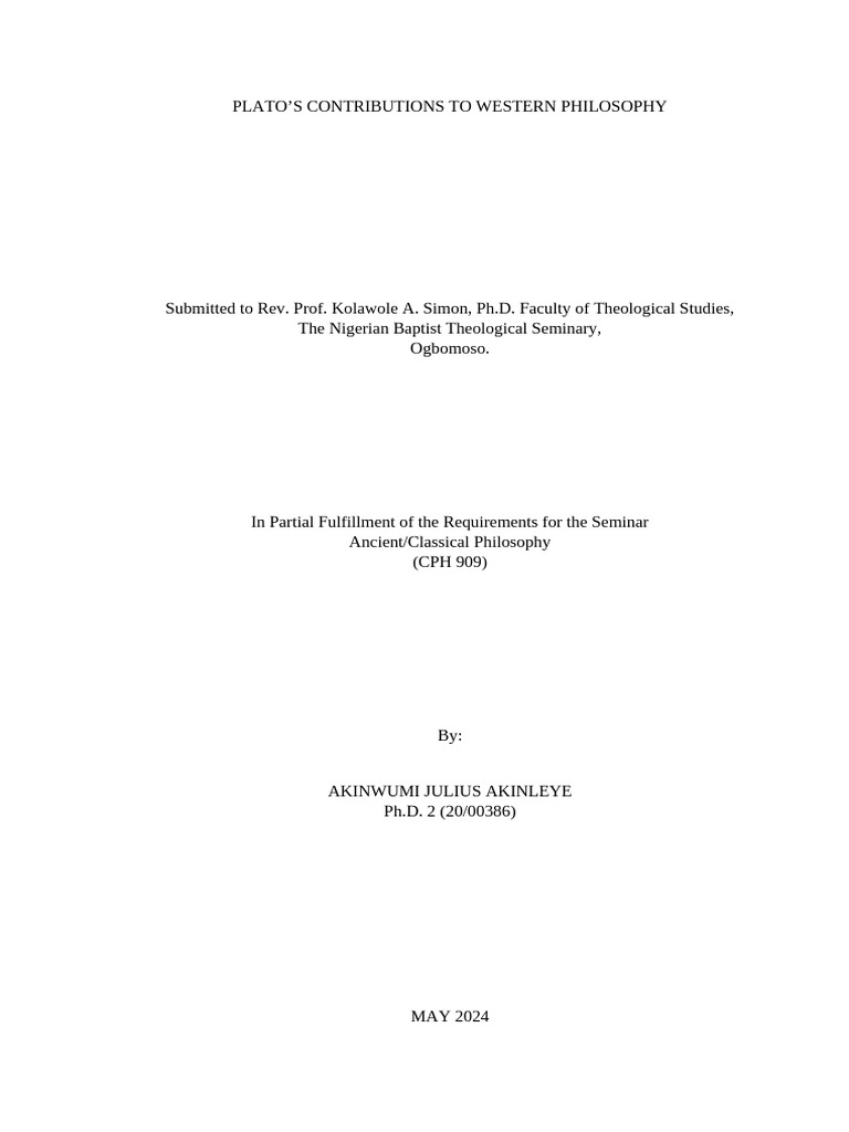 Plato's Contributions To Western System | PDF | Plato | Knowledge