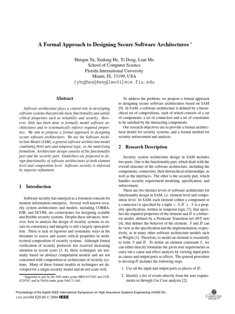 A Formal Approach To Designing Secure Software Architectures | PDF ...