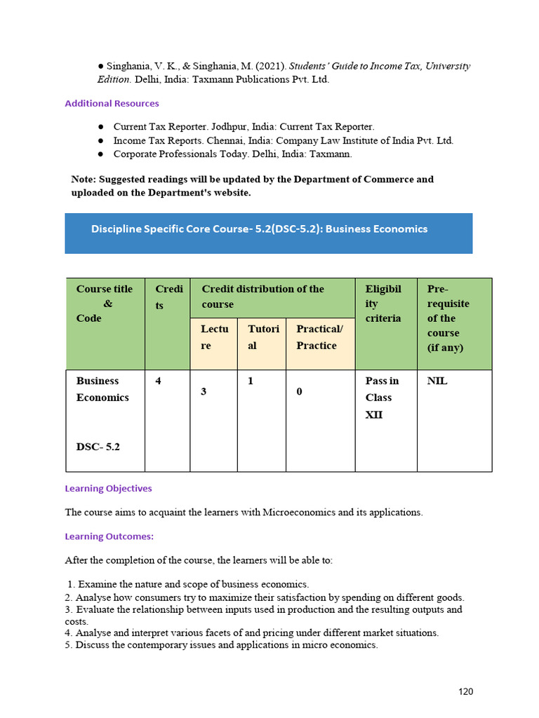 Business Economics Course Syllabus | PDF | Elasticity (Economics ...