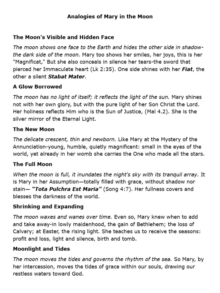 Analogies of Mary in The Moon | PDF | Mary, Mother Of Jesus | Moon