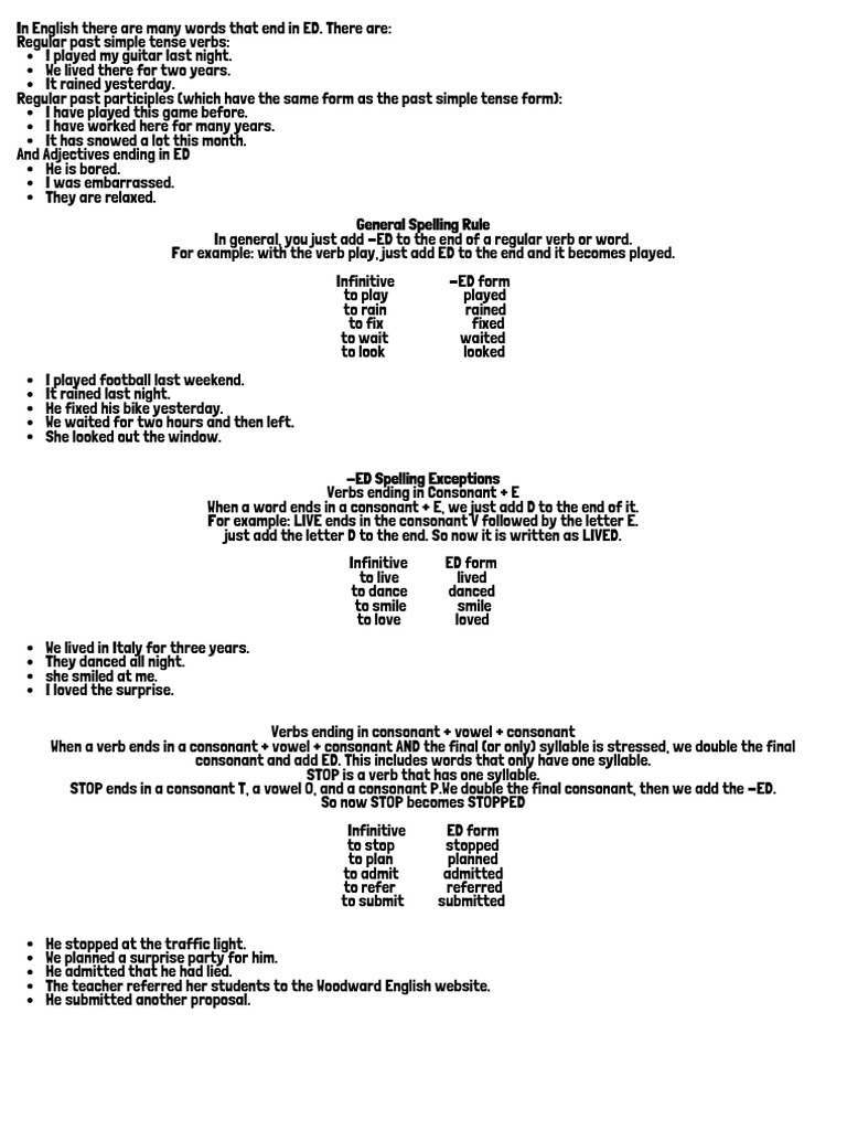 PAST SPELLING | PDF | English Language | Syllable