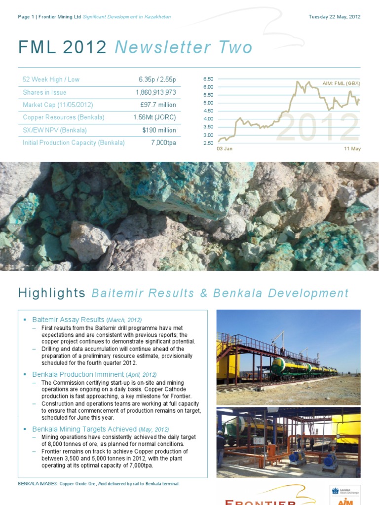 Frontier Mining's Benkala Update 2012 | PDF | Mining | Copper