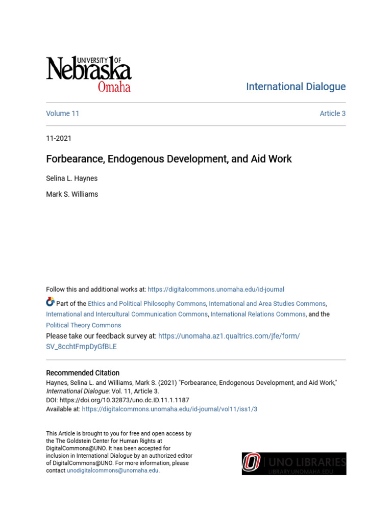 Forbearance Endogenous Development and Aid Work | PDF | Non ...