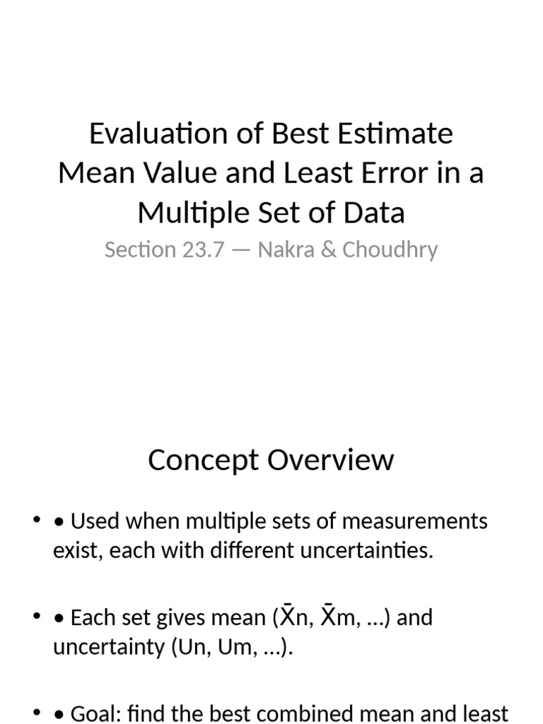 Best Estimate and Error Minimization Techniques | PDF