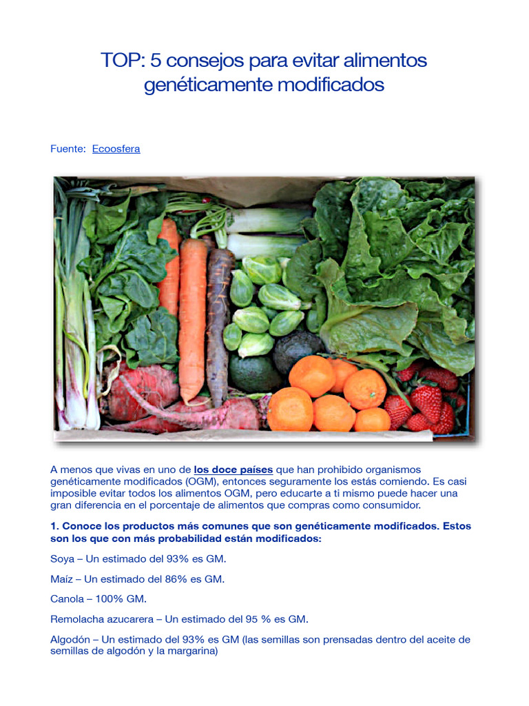 Alimentos OGM | PDF