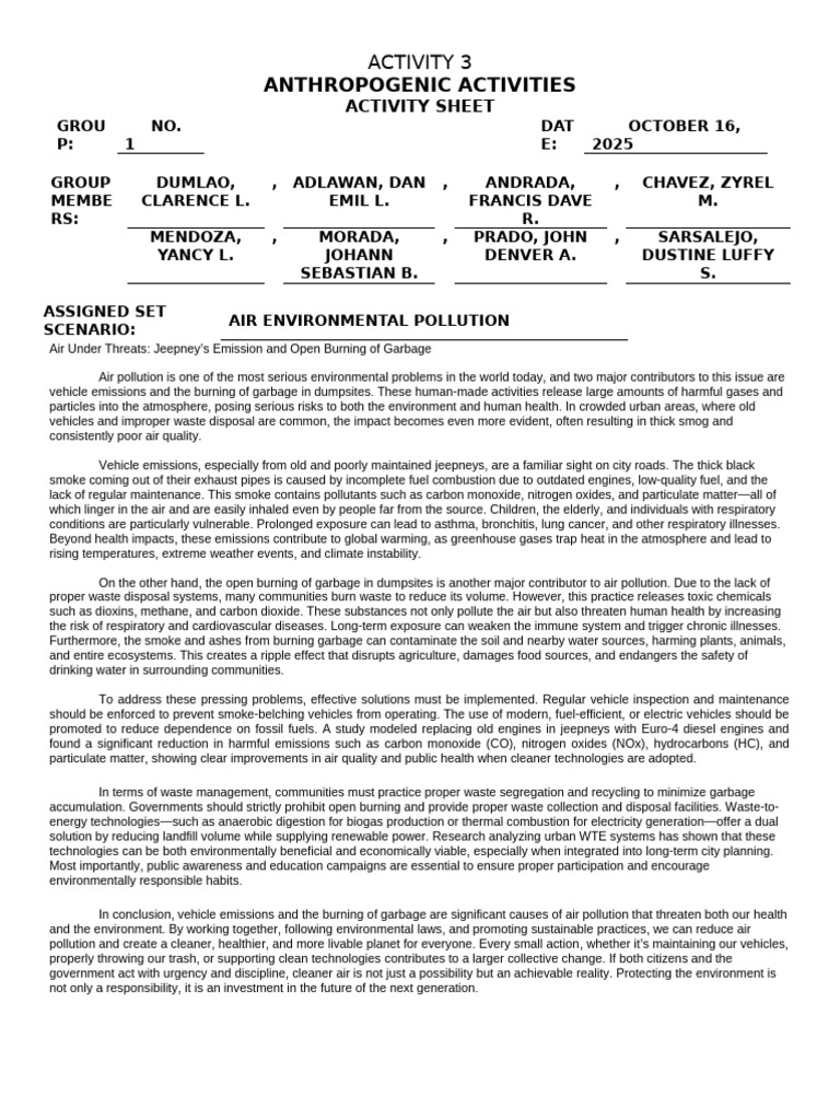 Envi Science | PDF | Exhaust Gas | Air Pollution