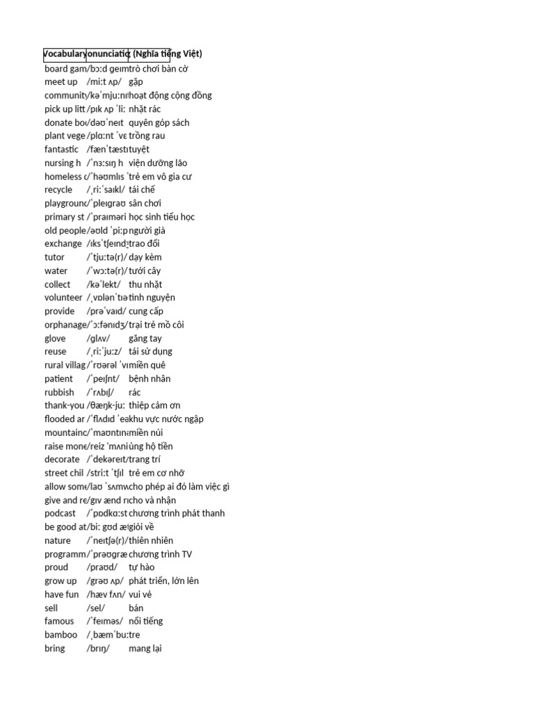 English Vocabulary List 2 | PDF