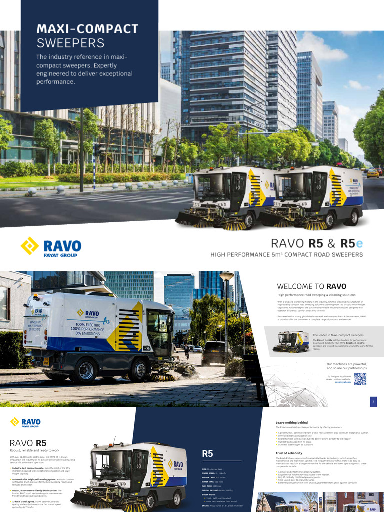 RAVO R5 & R5e: Compact Road Sweepers | PDF | Brake | Truck