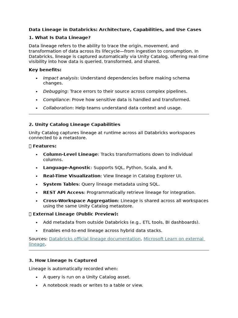 Data Lineage in Databricks | PDF | Metadata | Data