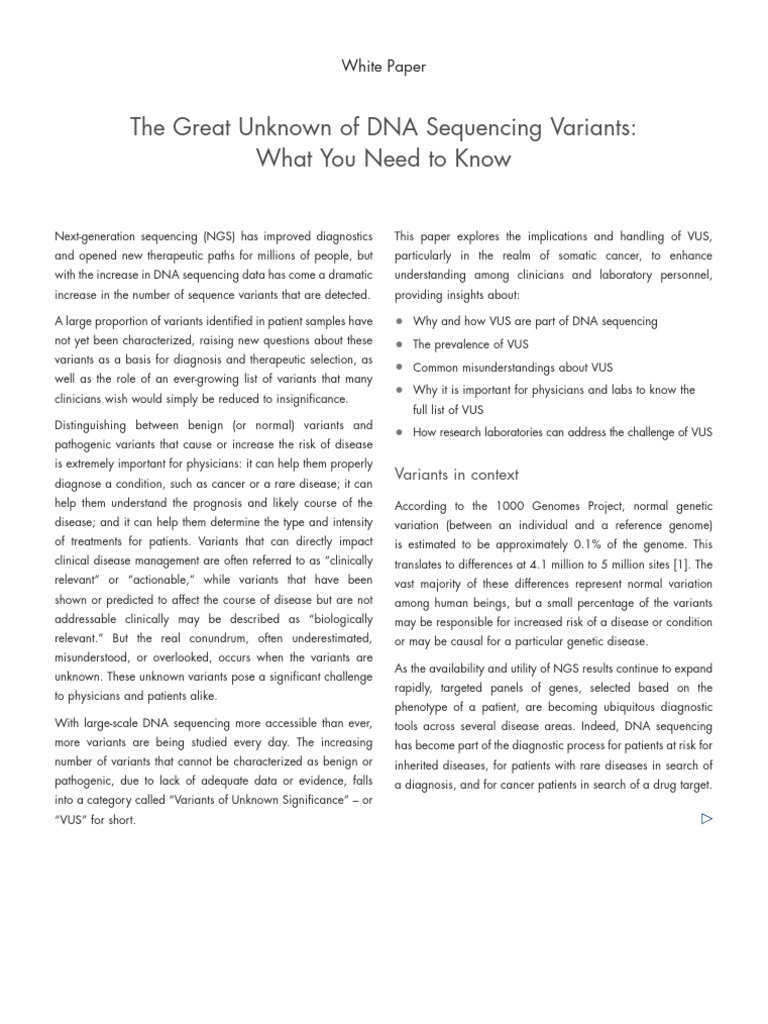 Understanding Variants of Unknown Significance | PDF | Mutation | Dna ...