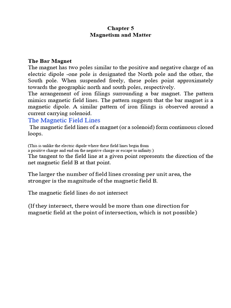 XII Magnetism and Matter | PDF | Magnetic Field | Magnetism