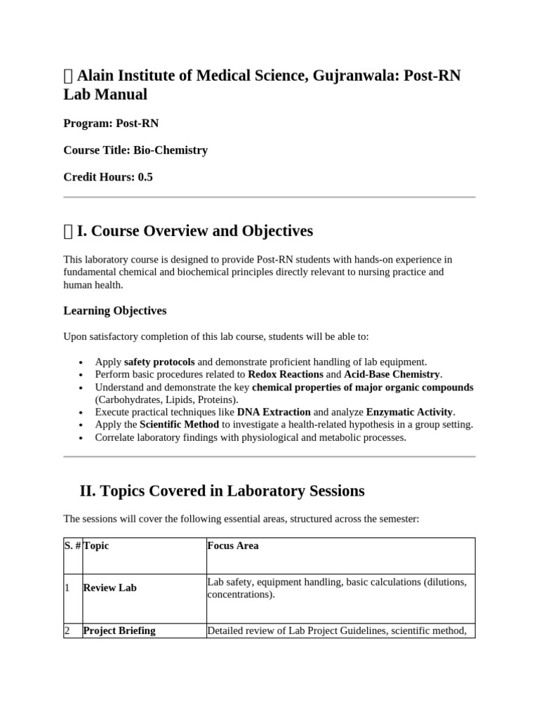 Lab Manual Post RN Bio Chem | PDF | Spectrophotometry | Titration