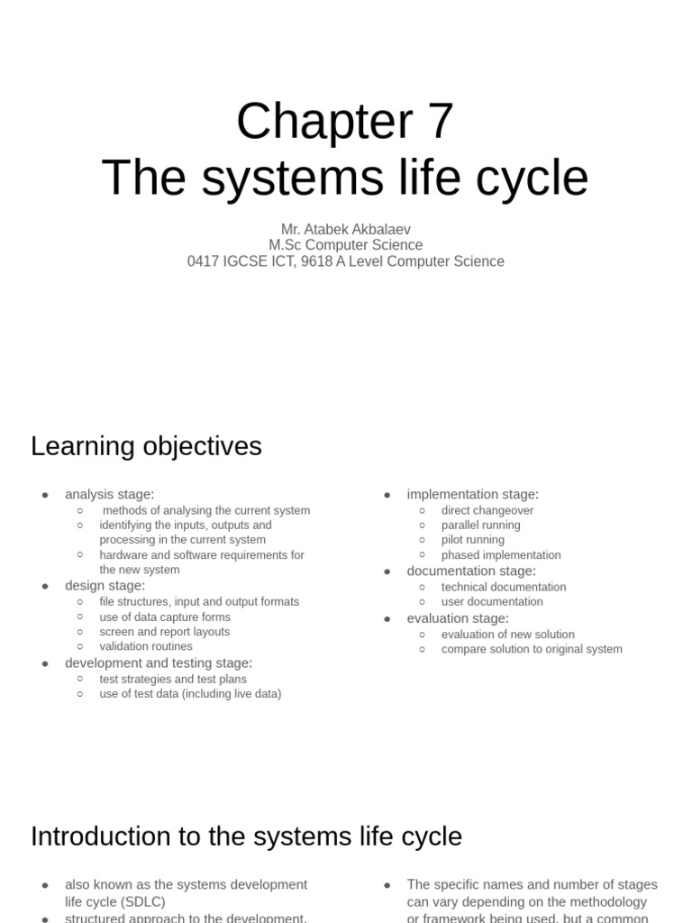 Understanding the Systems Life Cycle | PDF | Software Development ...