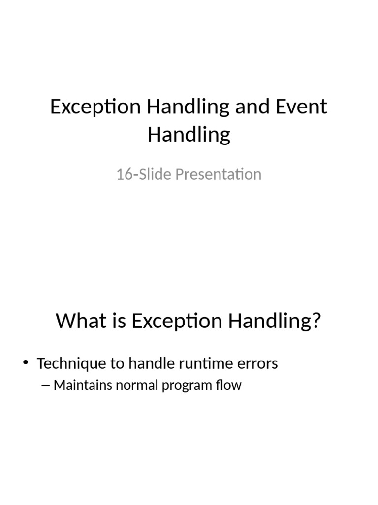 Exception Event Handling | PDF