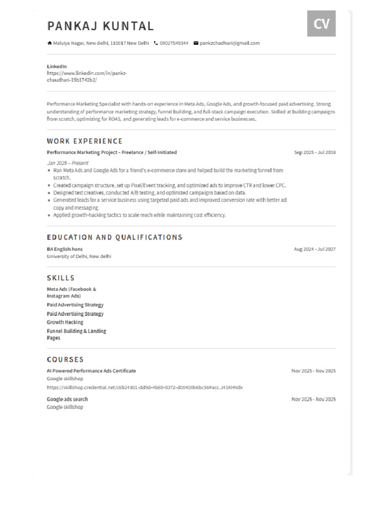 High Quality Resume | PDF