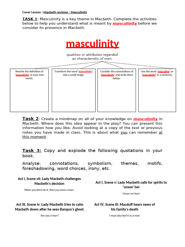 Macbeth - Masculinity | PDF | Macbeth