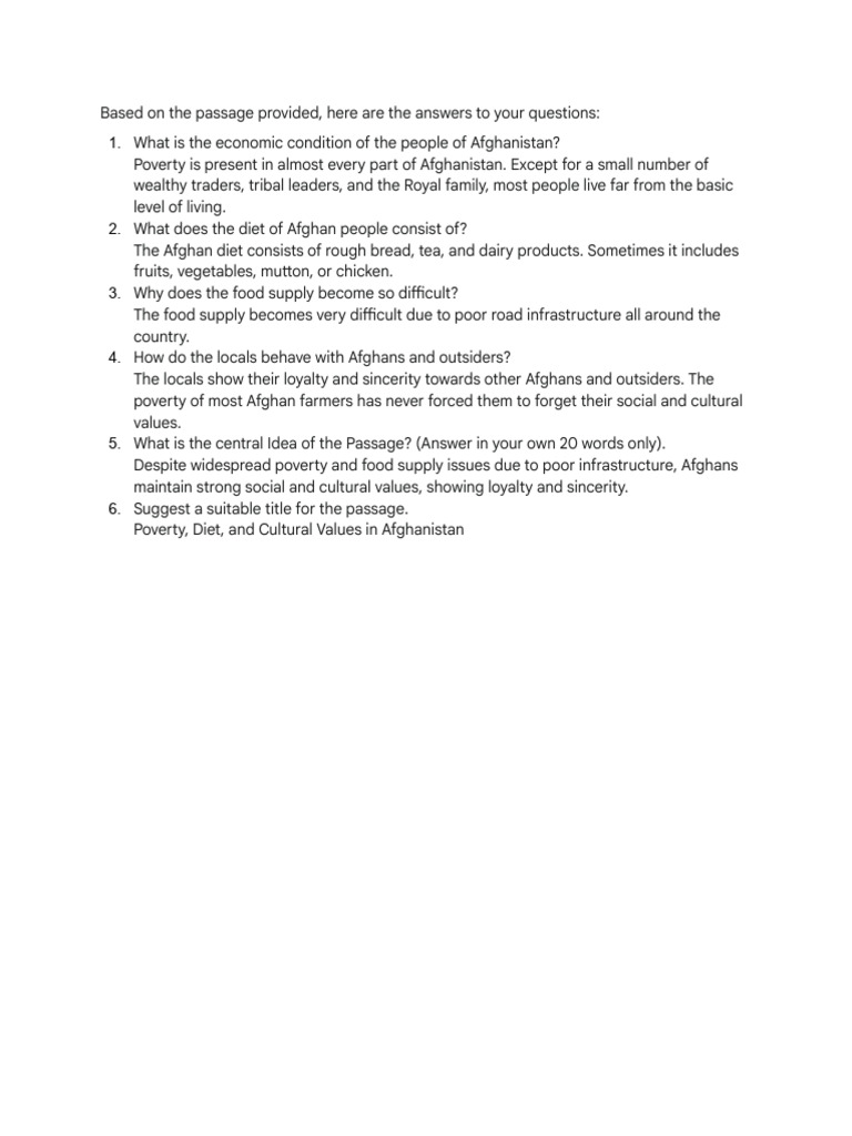 Read The Following Passage Carefully and Answer T... | PDF