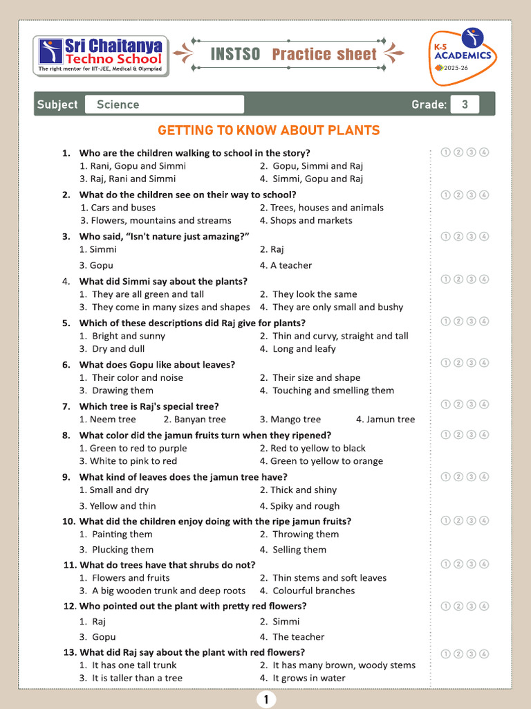 Science - Grade-3 - INSTSO - CH - Getting To Know About Plants ...