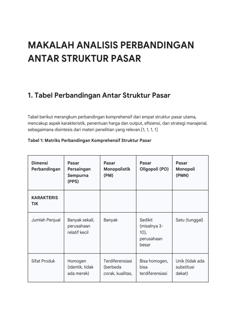 Perbandingan Struktur Pasar Ekonomi | PDF