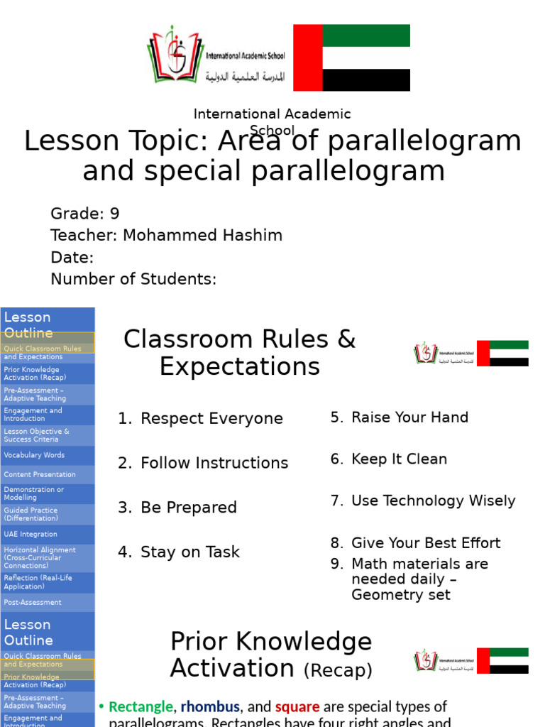 Area of Parallelogram and Special Parallelogram | PDF | Area | Rectangle