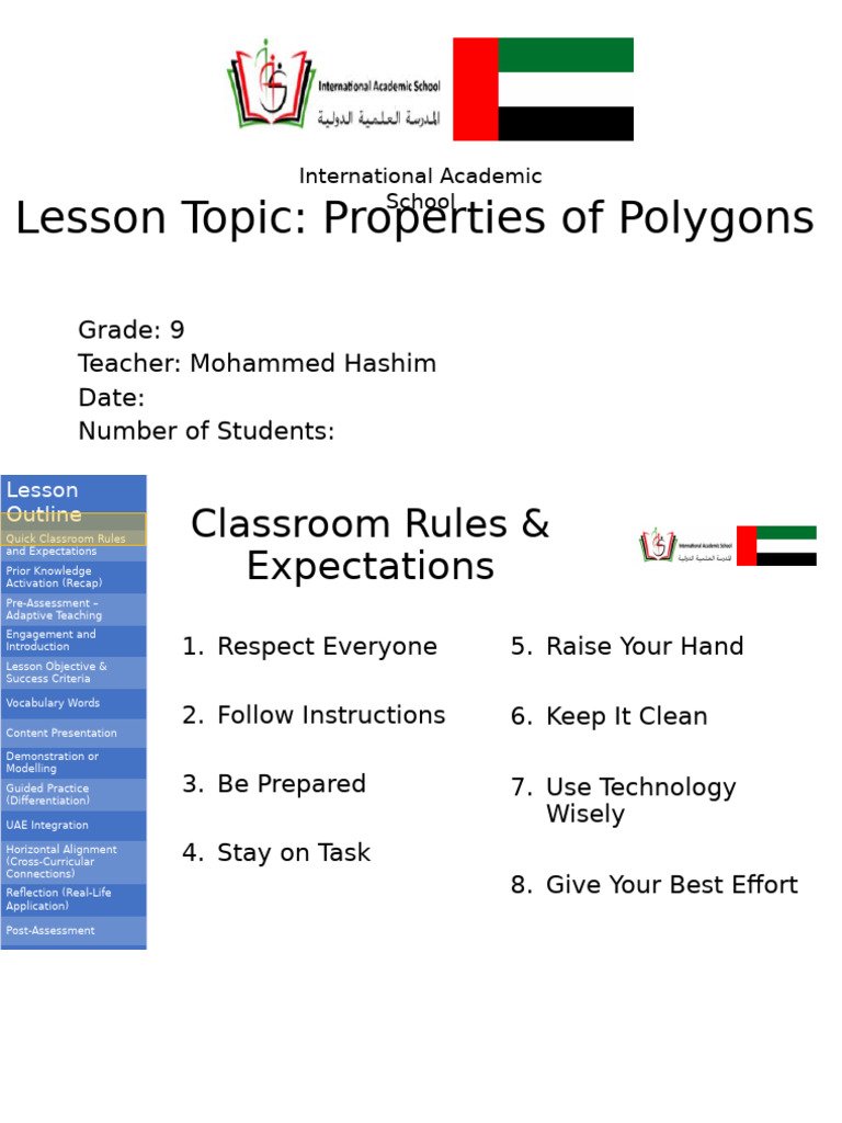 Properties of Polygons Lesson Plan | PDF | Polygon | Vocabulary