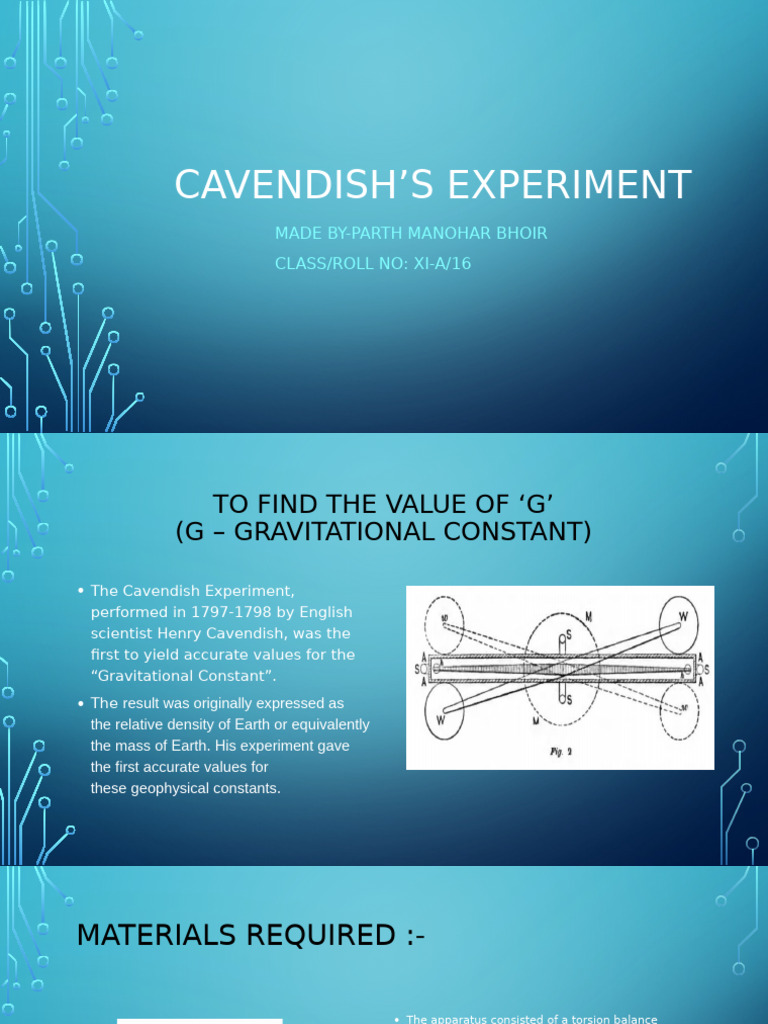 Cavendish's Experiment by Parth Bhoir | PDF | Physical Sciences | Quantity