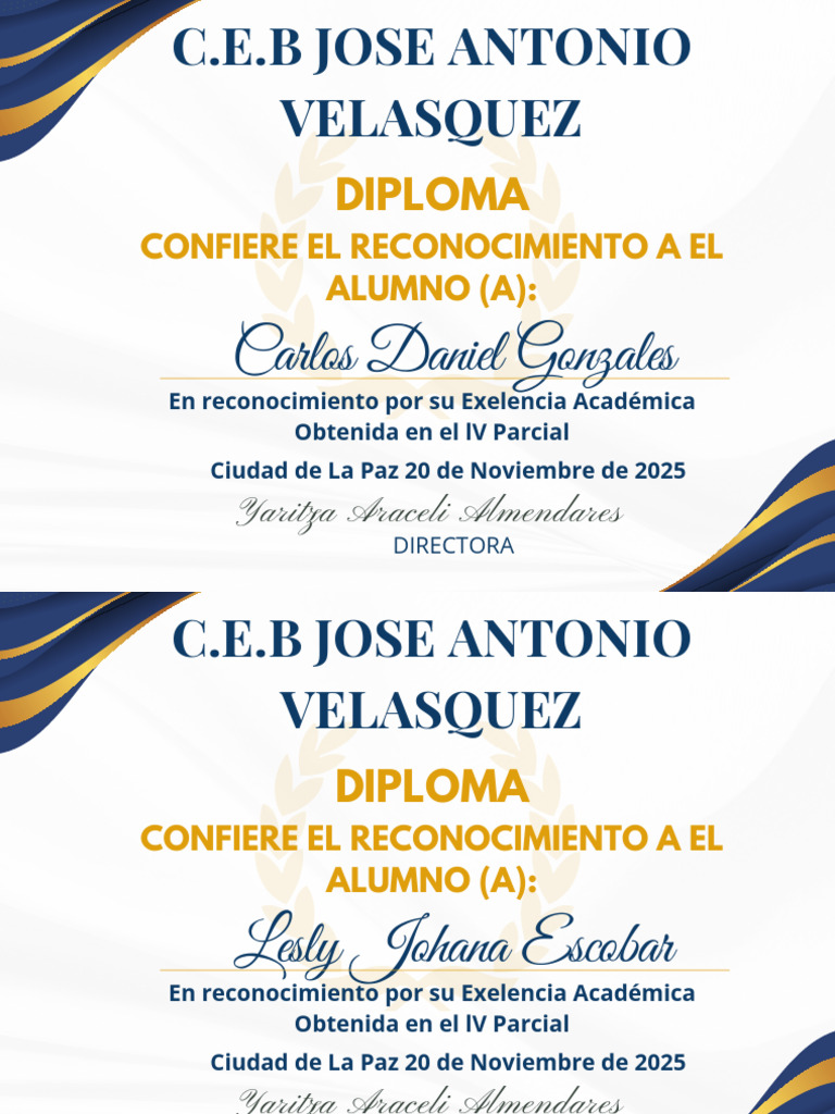 Certificado de Graduacion Academico Elegante Minimalista Azul y Blanco ...